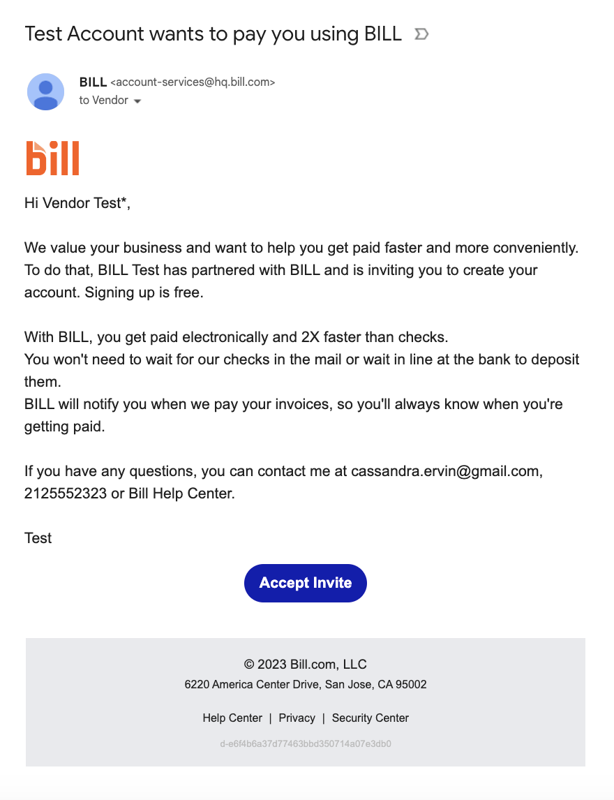 How your invited vendors set up their account