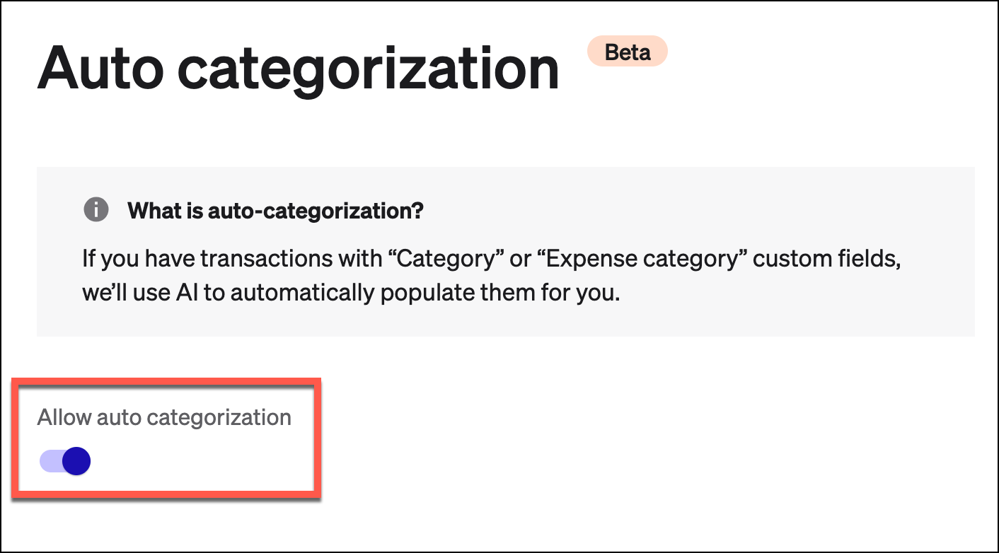 Manage transaction auto categorization in Spend & Expense