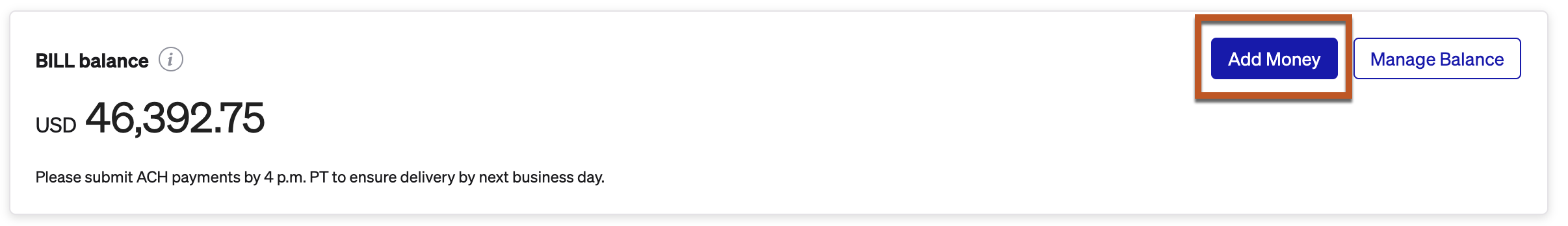 Manage your BILL balance