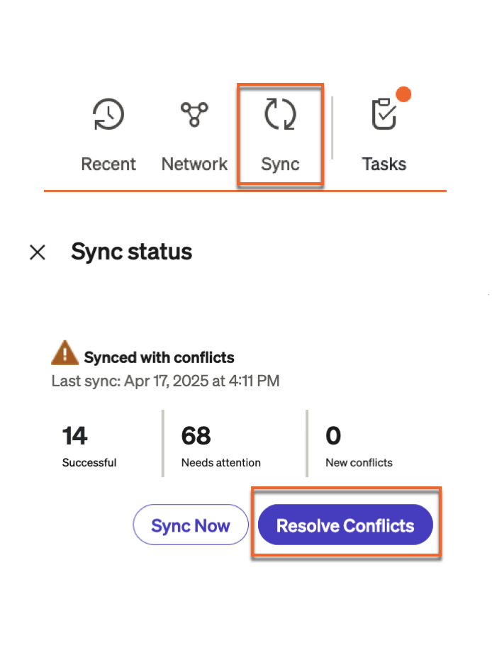 How to clear sync conflicts in bulk