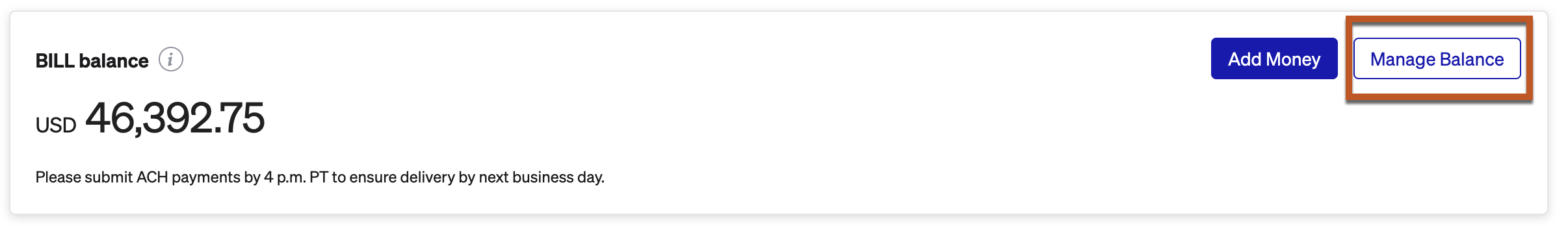 Manage your BILL balance